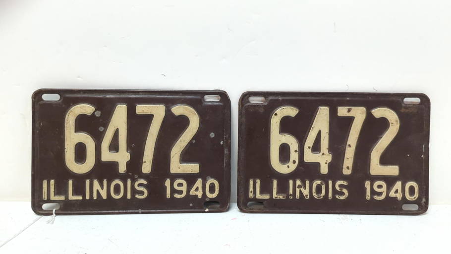 Original Pair 1940 Illinois License Plates