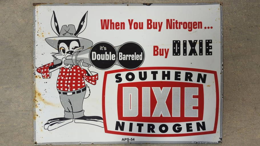 Southern Dixie Nitrogen Porcelain Sign