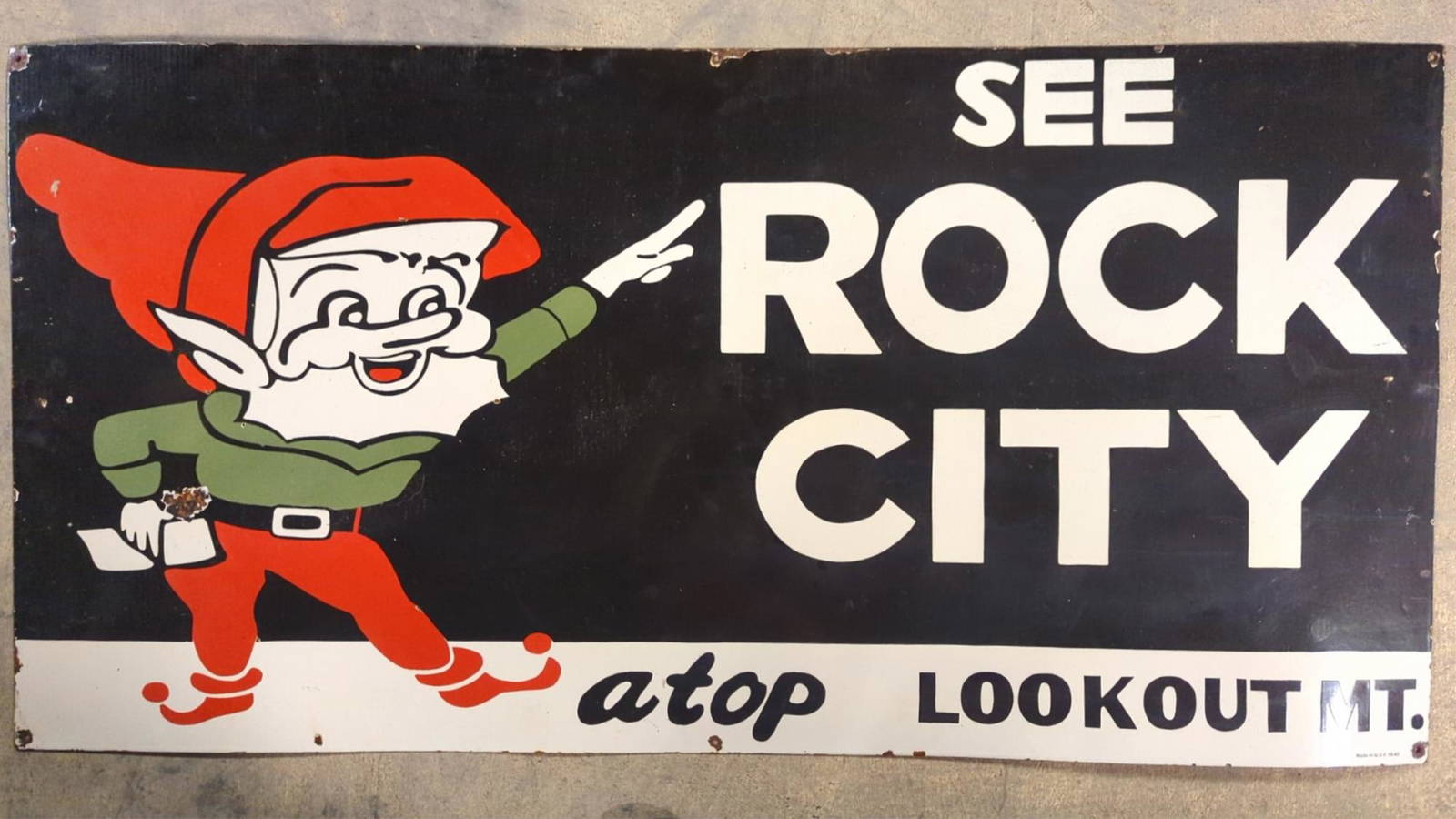 Porcelain "see Rock City" Single Sided Sign Auction