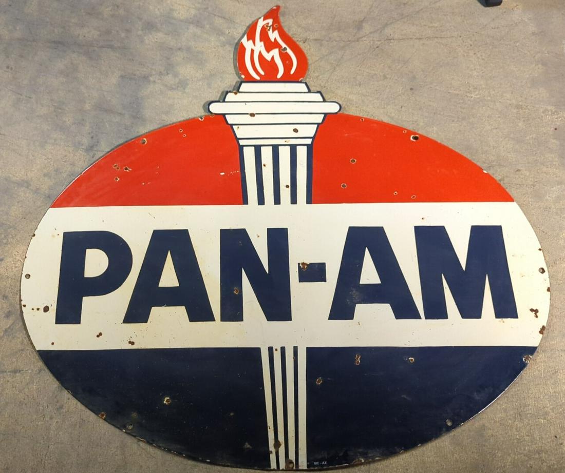 Porcelain Double Sided Pan Am Sign Auction