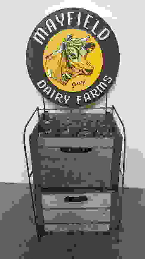 Mayfield Sign On Stand With 2 Milk Crates Auction