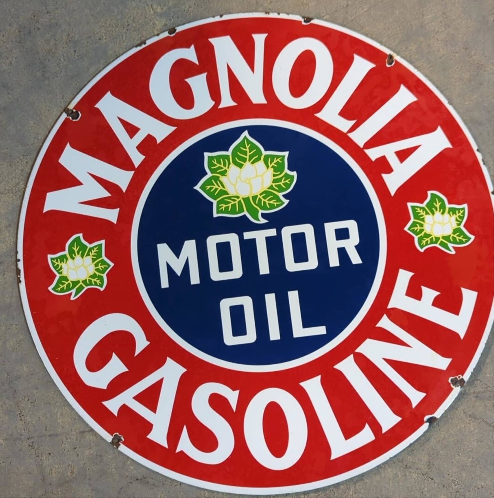 Porcelain Magnolia Gasoline Motor Oil Sign Auction