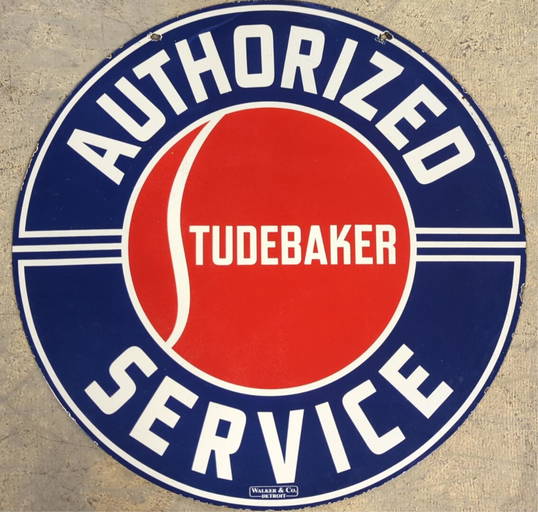 30" Porcelain Studebaker Service Double Sided Sign