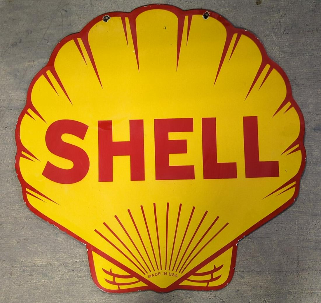 30" Porcelain Shell Gasoline Sign