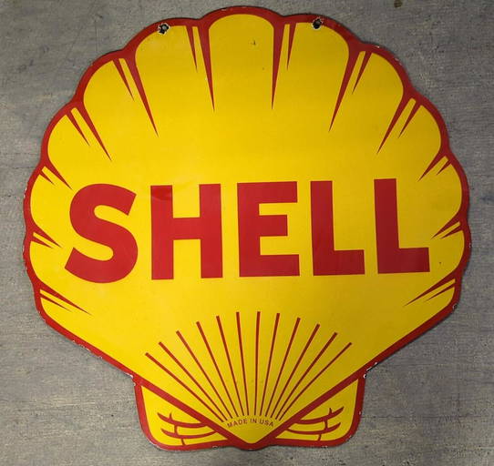 30" Porcelain Shell Gasoline Sign