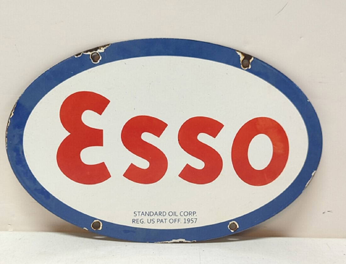Porcelain Oval Esso Single Sided Sign Auction