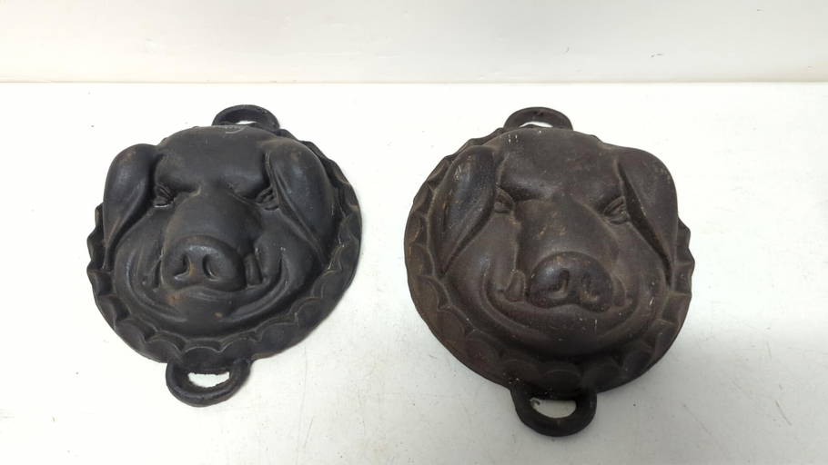 (2) Pigs Face Cast Iron Molds