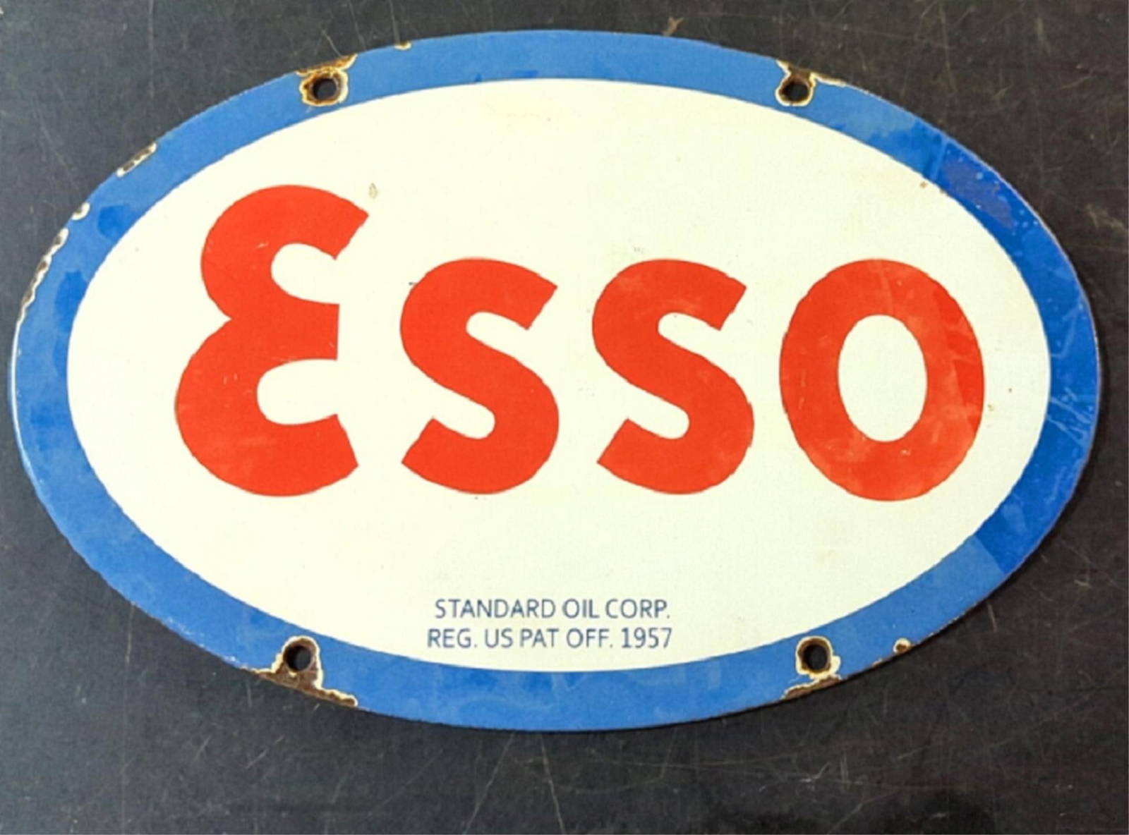 Porcelain Oval Esso Dealer Single Sided Sign Auction