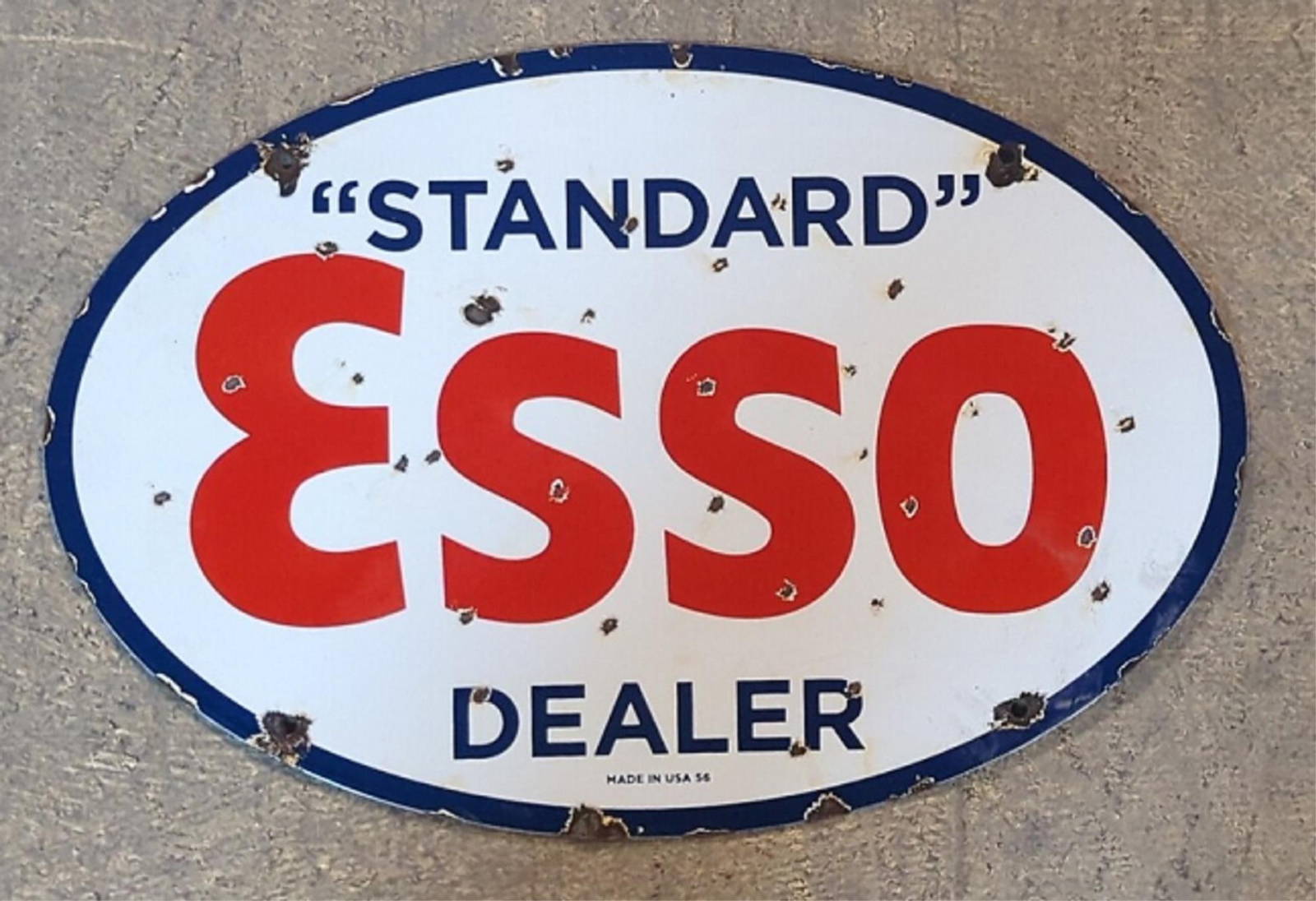 Porcelain Esso Standard Oil Single Sided Sign Auction