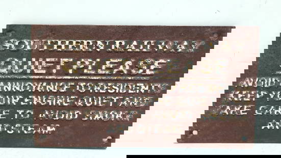 Cast Iron Southern Railway Quiet Sign