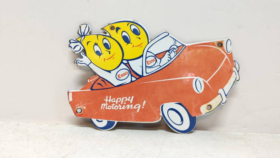 Die Cut Esso Car With Mr. & Mrs. Drip Sign