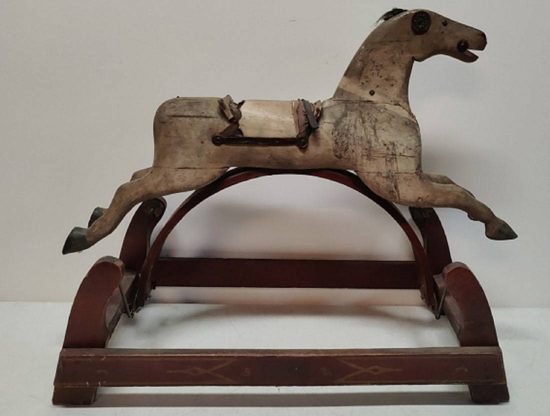 1800s Antique Wooden Rocking Horse Auction
