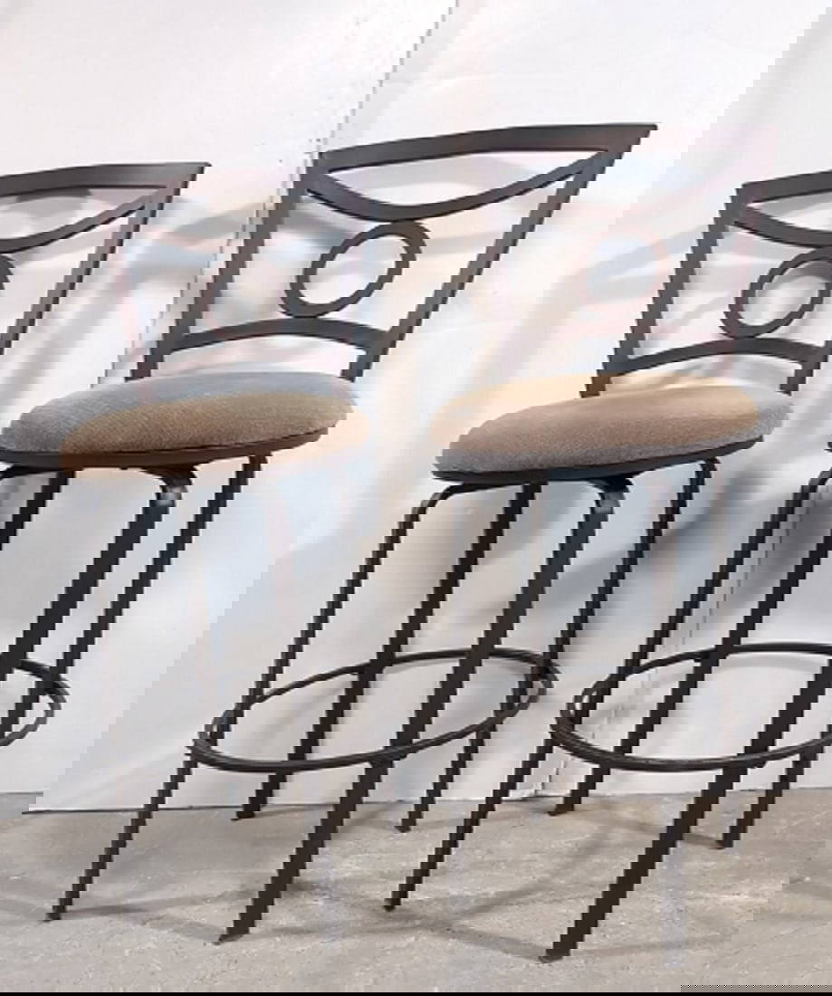 (2) Metal And Cloth Bar Stools Auction