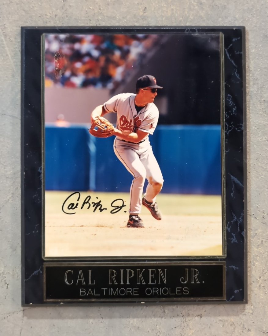 Cal Ripken Jr. Signed 8 X 10 Photo On Plaque Auction