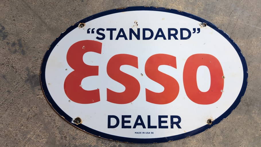 Porcelain Standard Esso Dealer Oval Sign