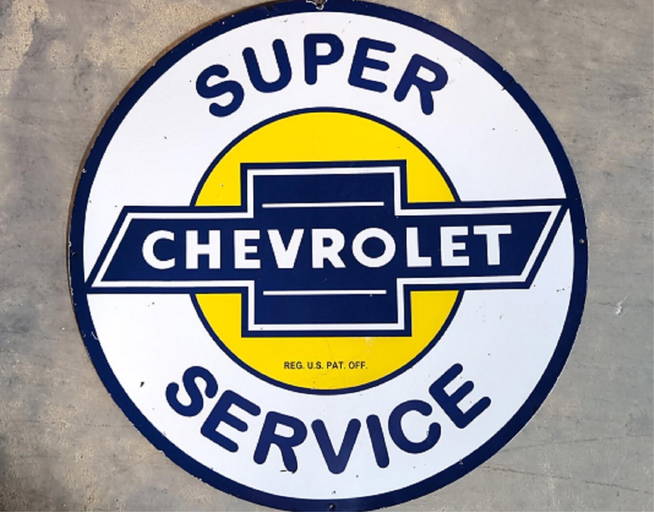 30" Porcelain Chevrolet Super Service Sign