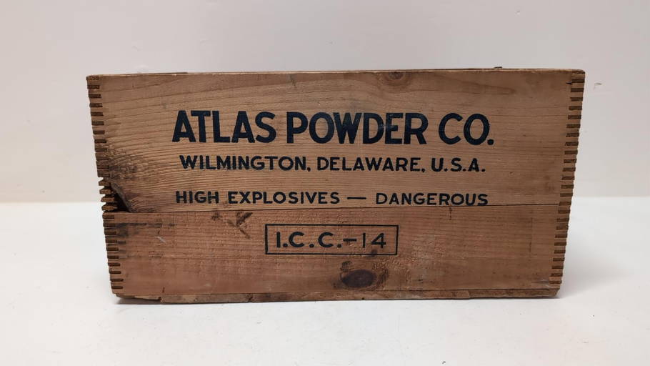 Vintage Atlas Dovetailed Wood Explosive Box