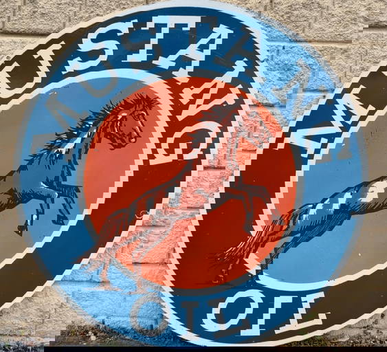 48" Porcelain Mustang Oil Double Sided Sign