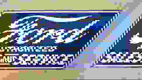 Porcelain Ford Sales & Service Single Sided Sign Auction