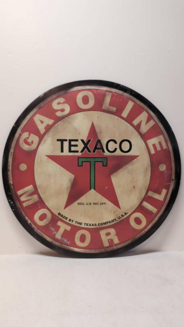 Metal Round Texaco Sign Auction
