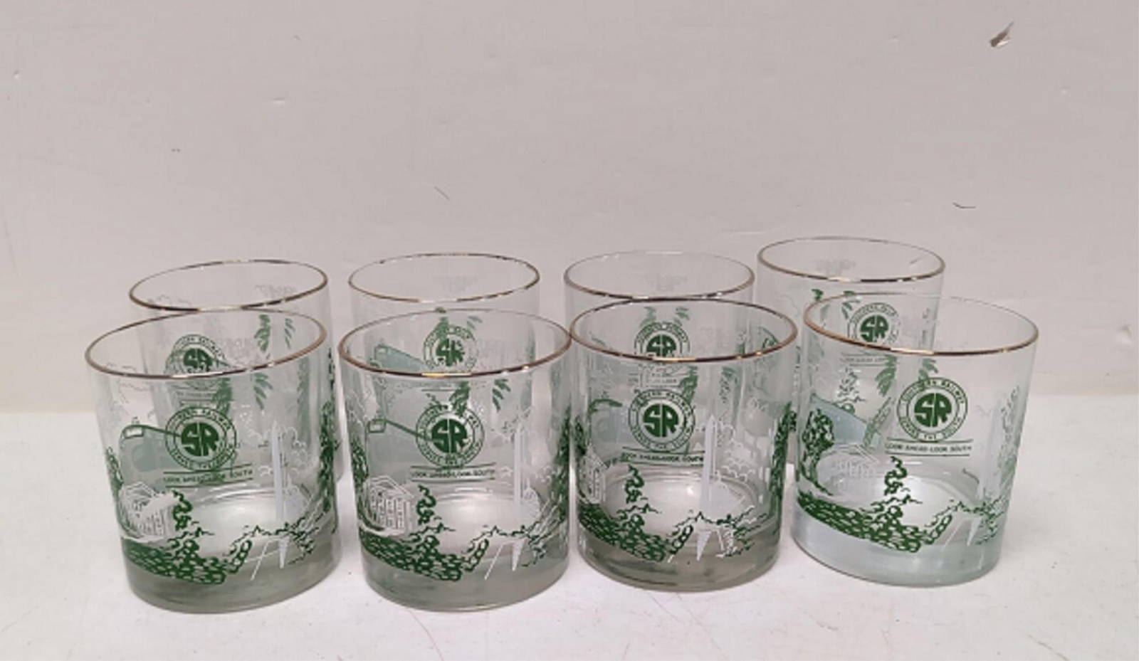 8 Vintage Southern Railroad High Ball Glasses Auction