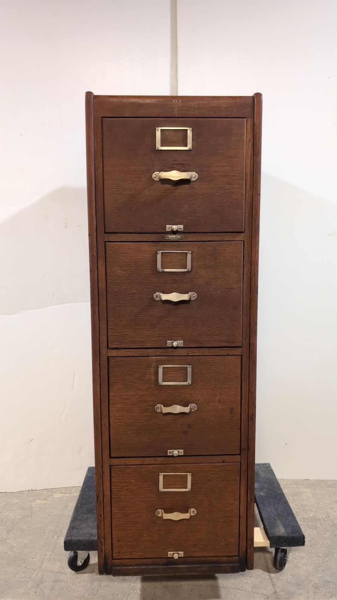 Vintage Oak 4 Drawer File Cabinet Auction