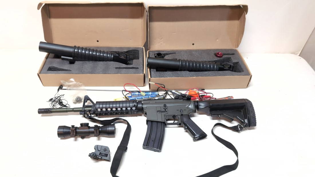 Mad Bull Air Soft Bb Gun And 2 Grenade Launchers Auction