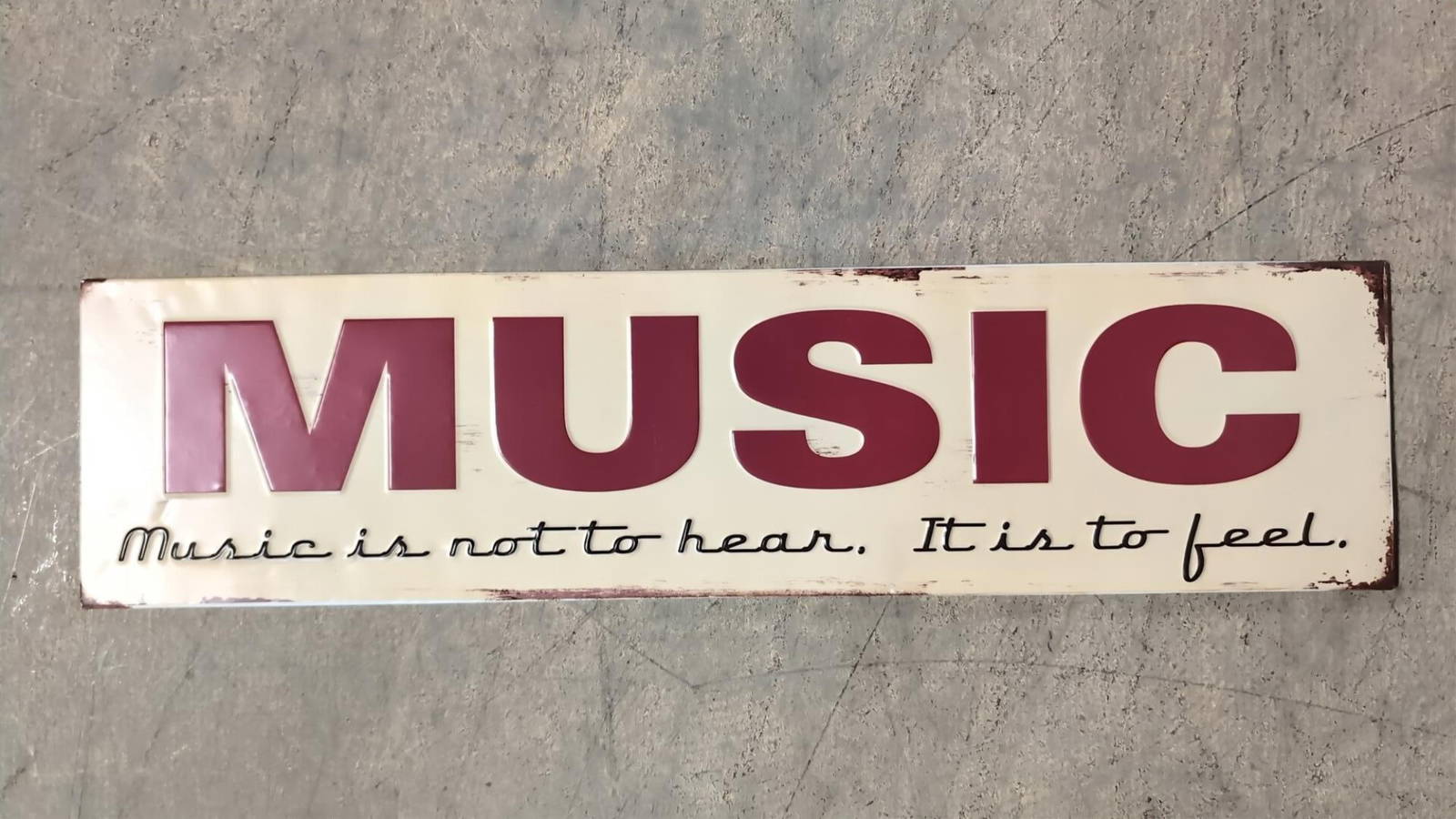 Embossed Metal Music Sign Auction