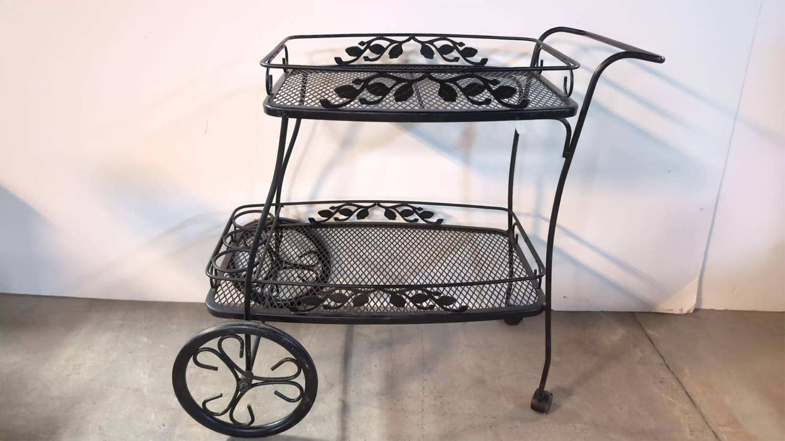 Vintage Wrought Iron Tea Cart Auction
