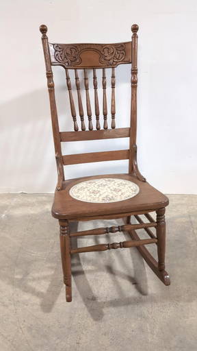 Antique Pressback Spindle Back Rocking Chair