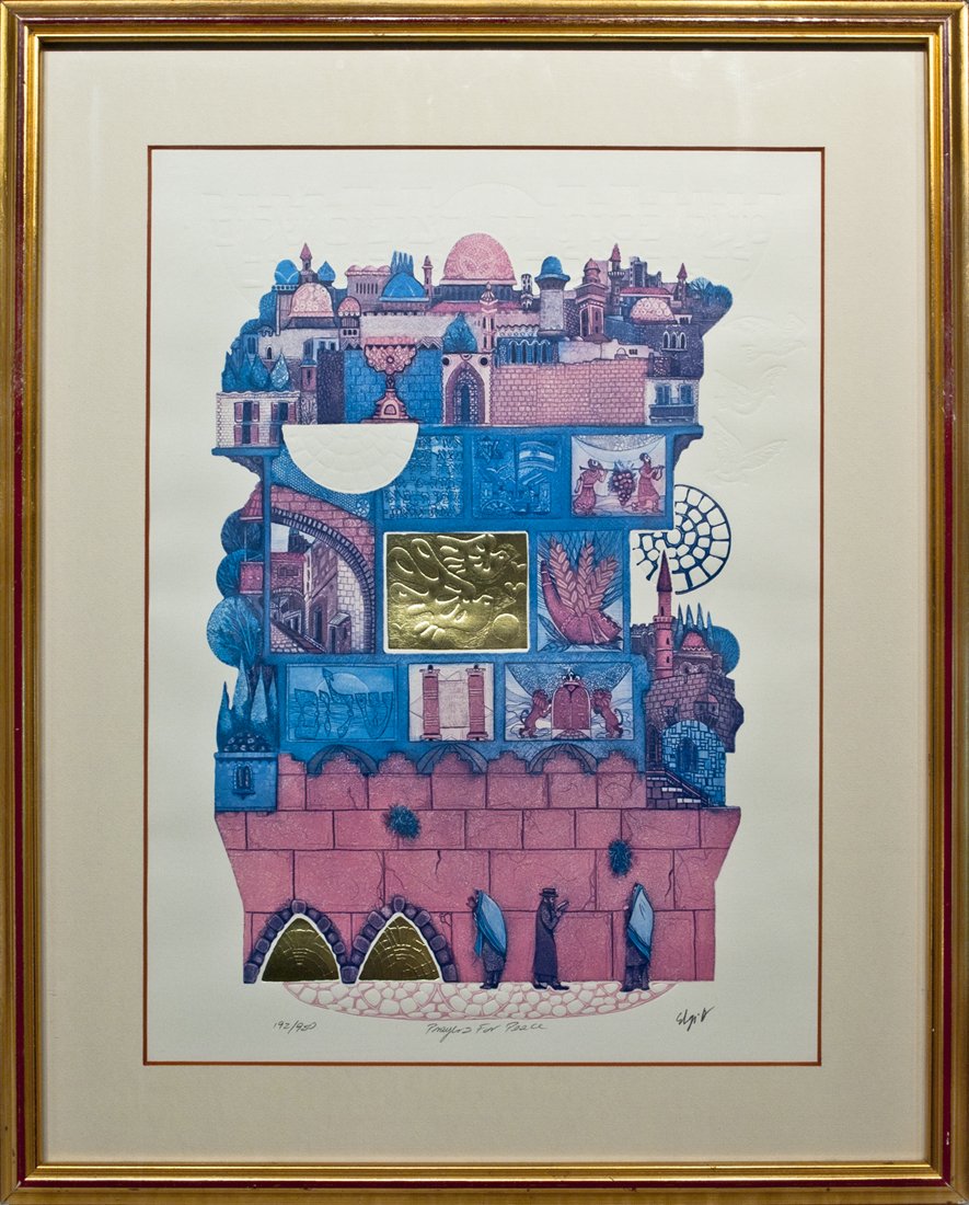 Amram Ebgi, Original Lithograph, "Prayers for Peace"