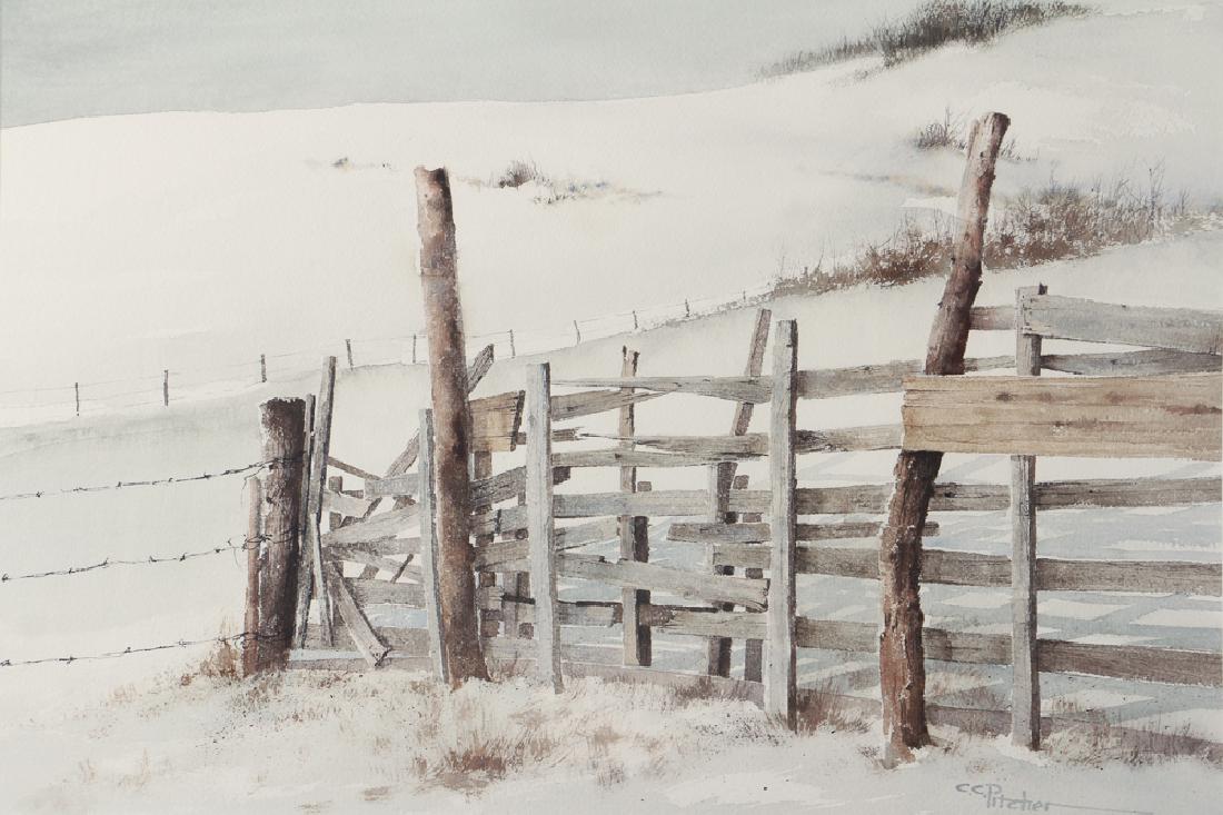 Charles Pitcher 1978 watercolor The Fence