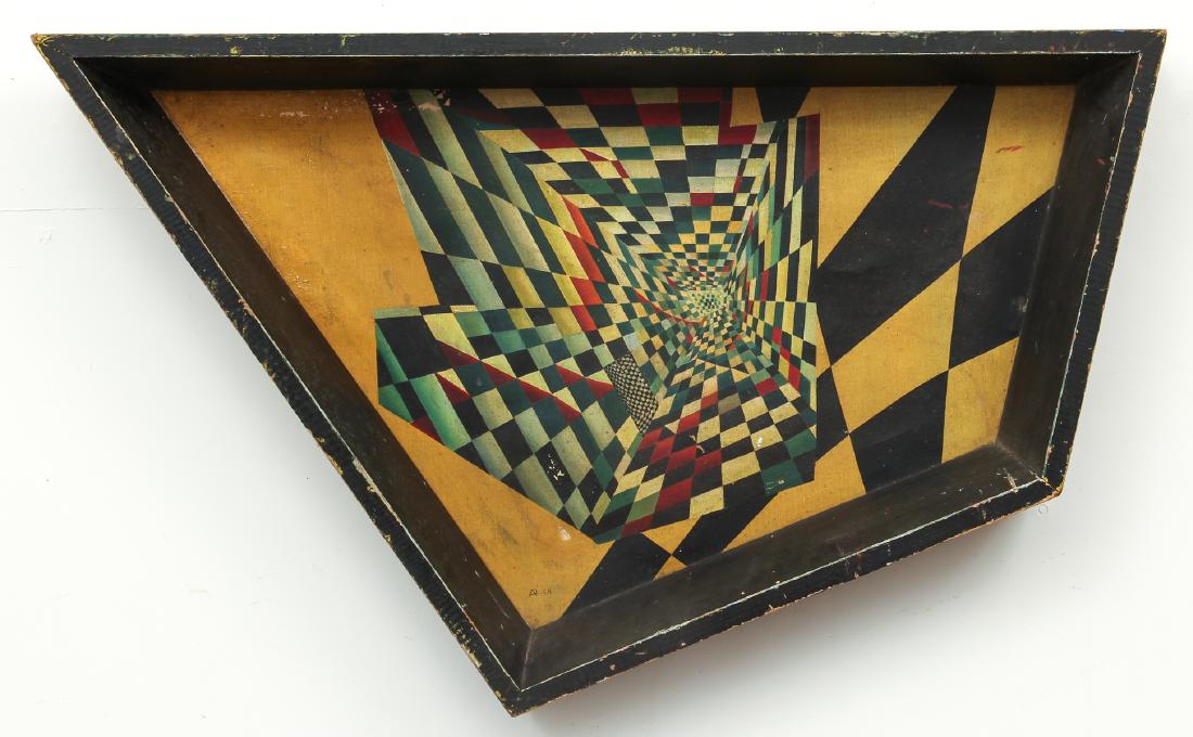 Arthur Rudolf 1952 oil Surrealist Checkerboard Vortex