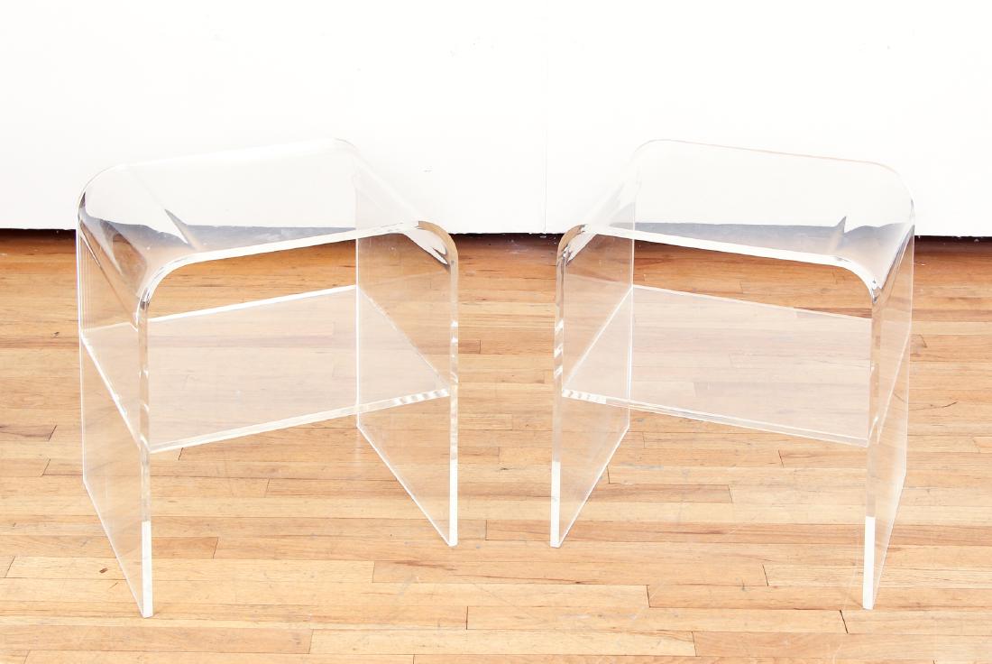 Pair Of Mid Century Lucite End Tables