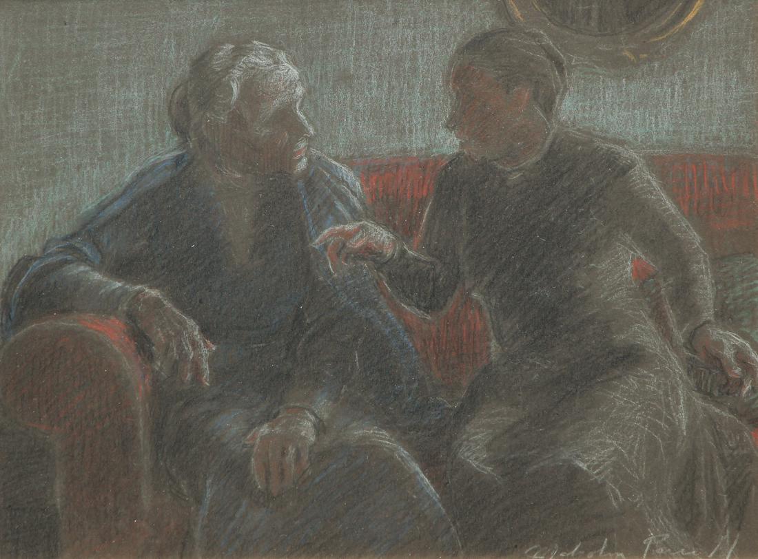 Malcolm Parcell chalk drawing Two Woman Talking - Sep 28, 2019 ...