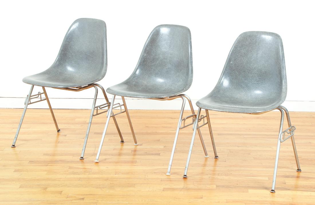 Three Herman Miller Fiberglass Shell Chairs