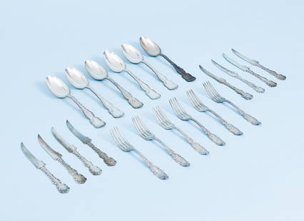 12 Piece Sterling Pat. 1891 A. Stowell & Co. 6 Forks, 6 Spoons