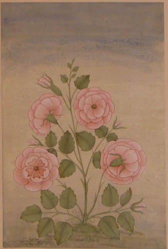 159: 3 Raju Swami Mughal Style Botanical Paintings