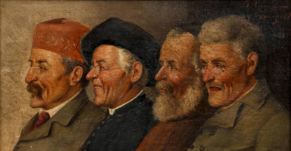 Fritz Wagner Oil On Canvas Four Gentlemen