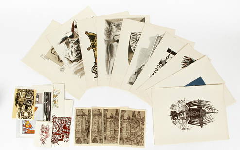 Lot Of 7 Erotic Ex Libris Bookplates