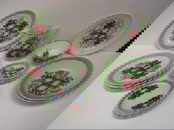 Large Group Of Adams Of Tunstall Basketweave Edge