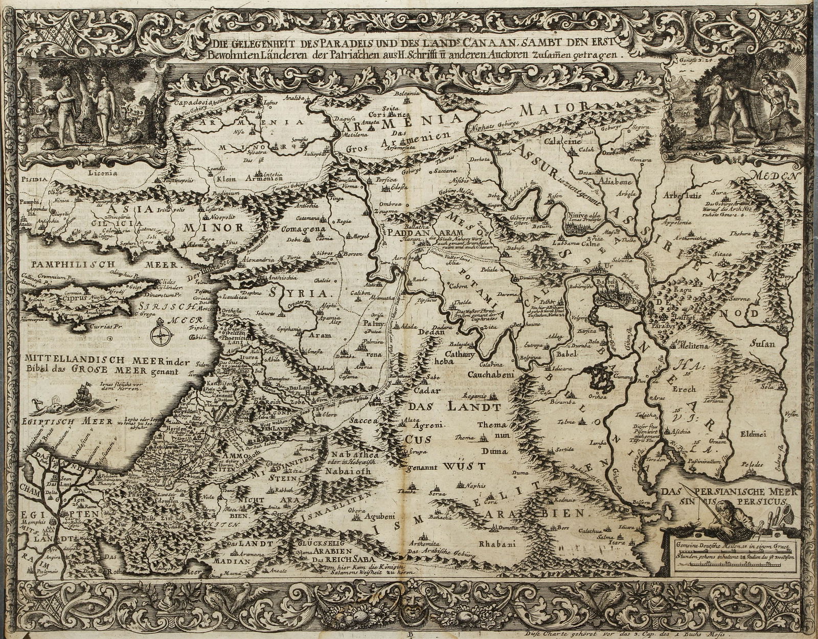 Early 18th Cent Holy Land Map Of Middle East