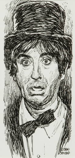 John Johns Ink Drawing Waiting For Godot