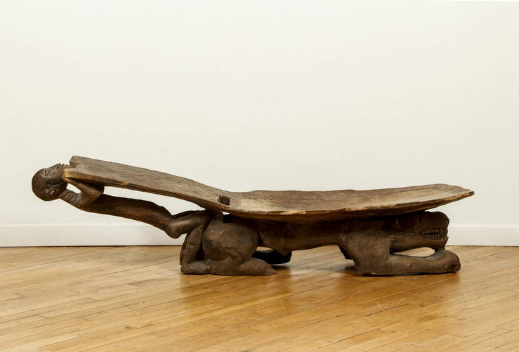 West African Extensively Carved Wood Birthing Chair