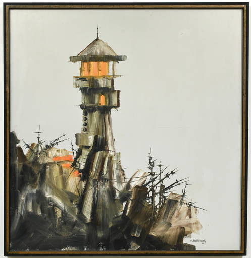 David Geoffrey Armstrong Lighthouse 1966 Oil On Board