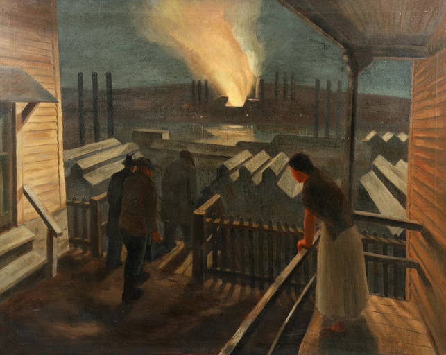 Richard Crist 1937 Painting Workers Descending To The Mills On The Mon