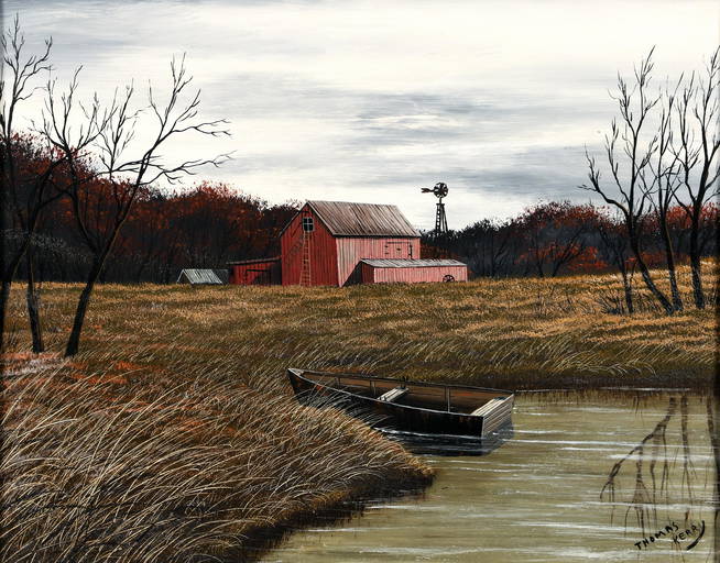 Thomas Kerry Barn Scene Oil on Board Ptg (#0335) on Jun 11, 2022 ...