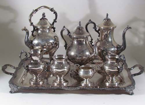 959: 8 pc. Goldfeder Silver Co. Silverplate Tea Set
