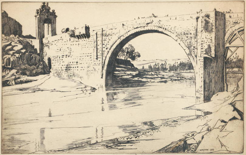 Ernest Lumsden etching Alcantara Bridge Toledo Spain (#0207) on Nov 05 ...