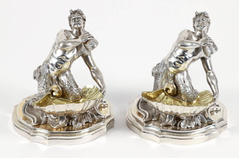Pair of Elaborate Neptune Silver Plated Candy Bowls, 19th Century - Nov ...
